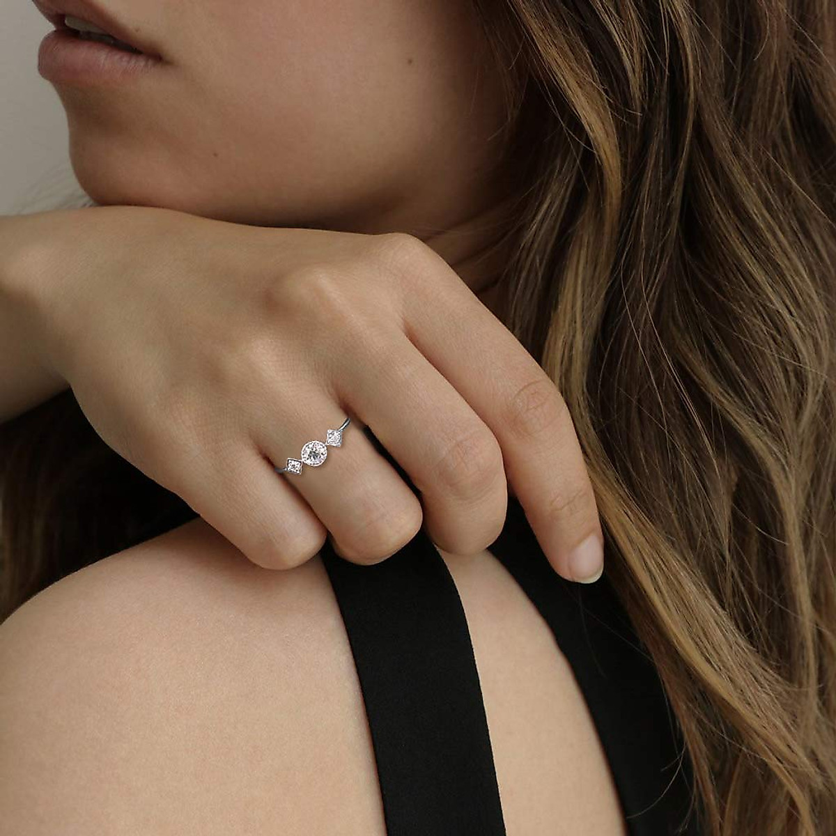 1/3 Carat | 10K White Gold | Lab Grown Solitaire 3 Stone Diamond Ring Prong Setting | Brilliant-Cut Round Shape Diamond | F-G Color, SI1-SI2 Clarity Friendly Diamonds