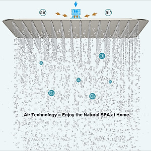 SR SUN RISE 12 Inch Square Shower System, Rain Shower Head and Slide Bar Handheld Shower Faucet Wall Mounted Combo Set Included Valve and Trim Kit for Bathroom, Brushed Nickel