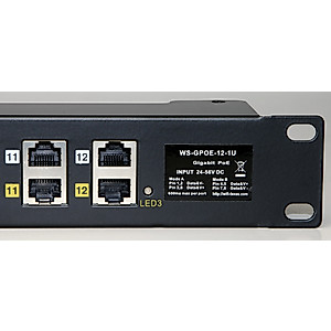 PoE Texas 12 Port Gigabit PoE Injector with 48 Volt 60 Watt Power Supply for 802.3af/at Devices