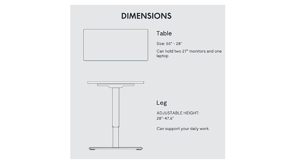 FLEXISPOT Electric Standing Desk Whole Piece 55 x 28 Inch Desktop ...