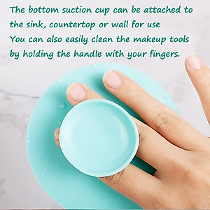 Makeup Brush Cleaning Pad, Brush Cleaning Mat, Silicone Makeup Cleaning Brush Scrubber Mat, Cosmetic Brush Cleaner with Suction Cup for Valentines Day (2 Pack-Green & Pink)