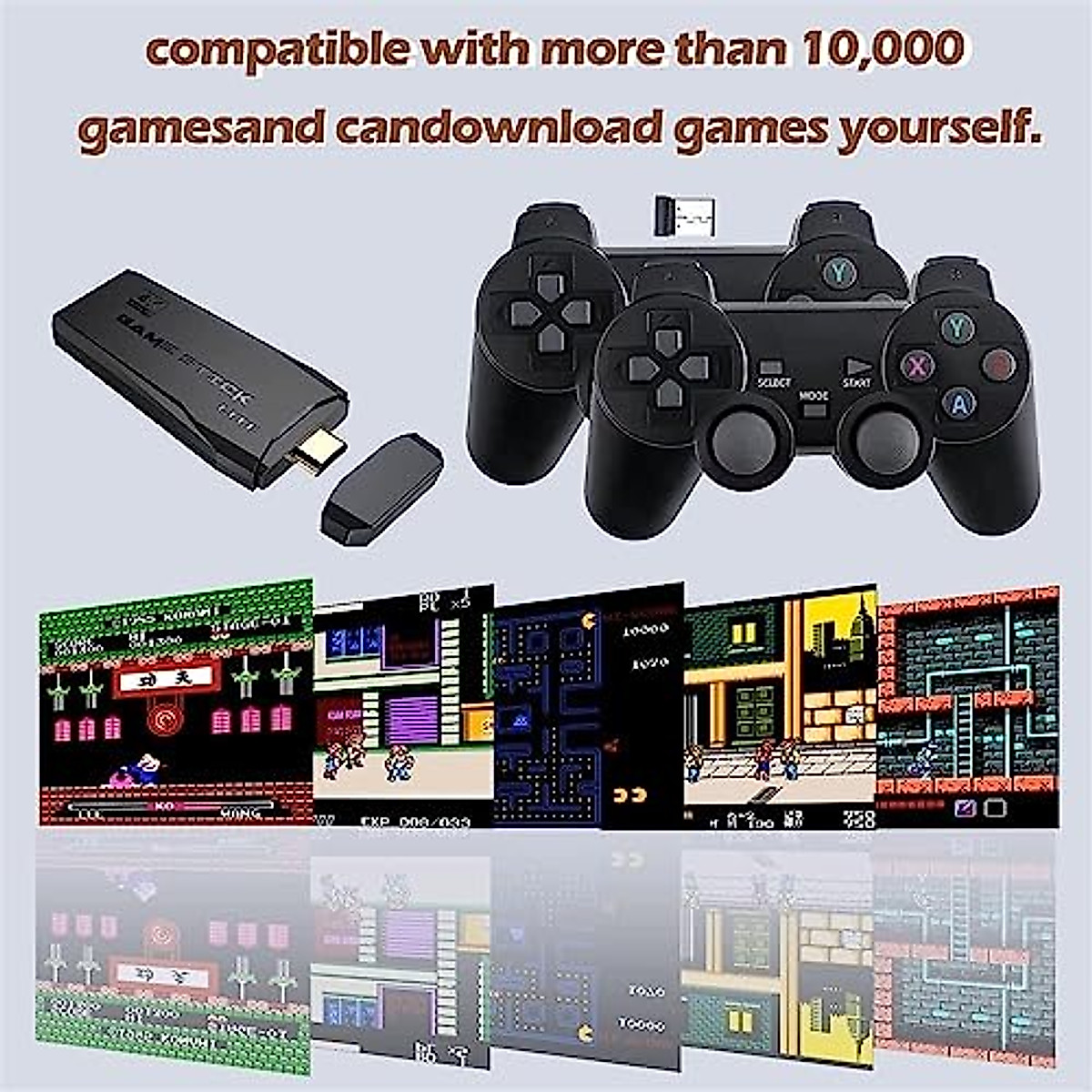 Nostalgia Stick Game, Nostalgiastick Wireless Retro Game Console Built In 20000+ Games, Plug & Play Nostalgia Stick 4K HDMI Output For Tv With Dual 2.4G Wireless Controllers, 32g/64g/128g Version 6.9