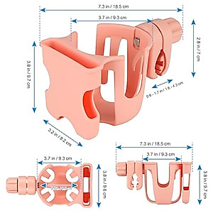 Accmor 2-in-1 Stroller Cup Holder, Universal Cup Holder for Uppababy Nuna Doona Strollers, 360° Rotatable Large Caliber Drinks Holder Cup Holder for Stroller, Bike, Wheelchair, Walker, Scooter