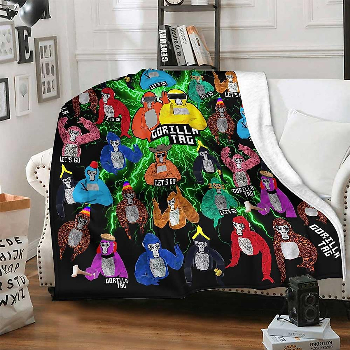 Gorilla Blanket Boys Gorilla Throws Blanket Children's Nap Blanket- Soft Lightweight Plush Tag Blanket Cozy (60in x 80in)