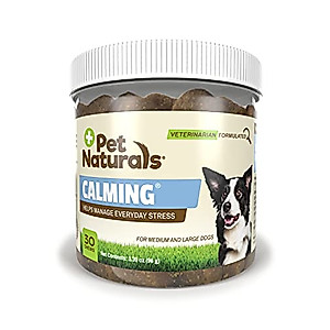 Pet Naturals Calming for Medium and Large Dogs, 30 Chicken Flavored Chews - Works in 30 Minutes, Anxiety Relief for Dogs, Vet Recommended