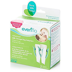 Evenflo Feeding Advanced Breast Milk Storage Bag Adapters for Breast Pumps (Pack of 2)