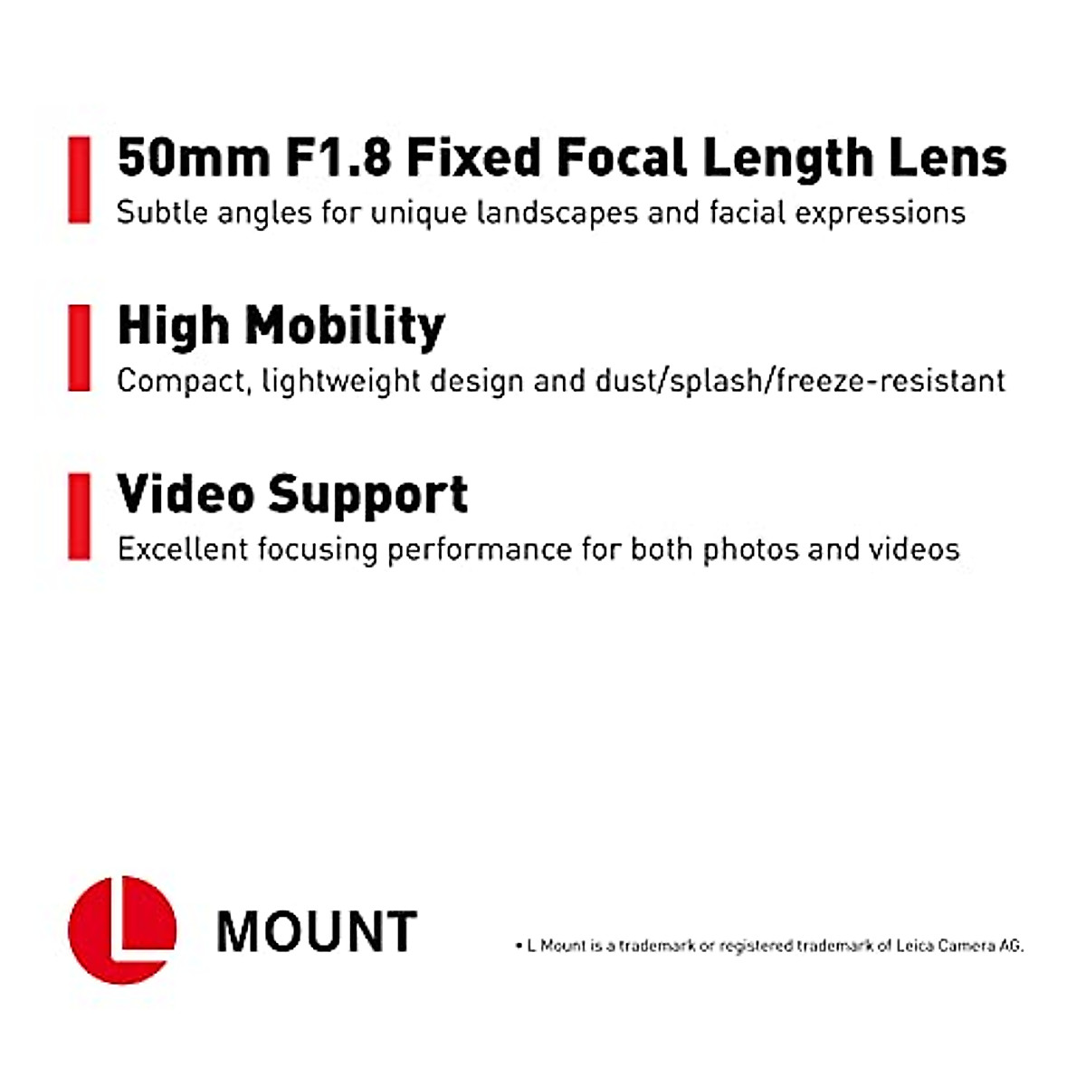 Panasonic LUMIX S Series Camera Lens, 50mm F1.8 L-Mount Interchangeable Lens for Mirrorless Full Frame Digital Cameras, S-S50