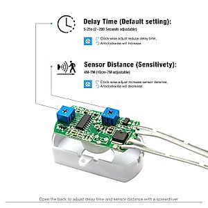 Sensky BS010W DC 12v to 30v PIR Motion Activated Sensor Switch DIY LED Lighting ( Delay Time, Sensor Distance Adjustable )