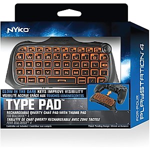 Nyko Type Pad - PlayStation 4 with Built-in Rechargeable Battery, Built-in Speaker without the need for a Headset, com Shortcut and Full QWERTY Style Keyboard