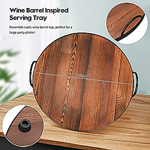 Yetene Charcuterie Board Accessories Round Wooden Tray 20" with Handles Wine Accessory Sets Cheese Spreader Knife Butter Knife Set Mini Serving Tongs Spoons Forks for Party Wedding Christmas