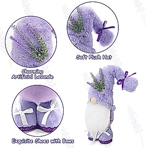 Lavender Swedish Gnomes Decorations for Home Pastel Purple Spring Summer Tiered Tray Tomte Plush Decor Nordic Dwarf with Artificial Greenery Kitchen Collective Gift for Women Family Friend Colleague