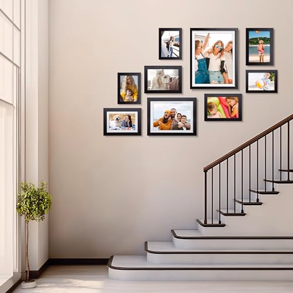 TWING Picture Frames 5x7 Set of 6, Photo Collage Frame for Wall Decor Mounting or Table Display Black Composite Wood