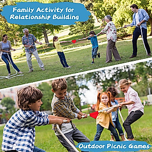 ZEROMX Tug of War Rope for Kids and Adults - 20Ft Tug of War Rope with Flag,Field Day Game,Carnival Games, Outdoor Games for Family - White