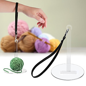 Portable Wrist Yarn Holder, Yarn Holder with Leather Wrist Strap Clear Acrylic Yarn Ball Minder Stand Yarn Organizer Storage Knitting Crocheting Supplies Gift for Craft Lovers