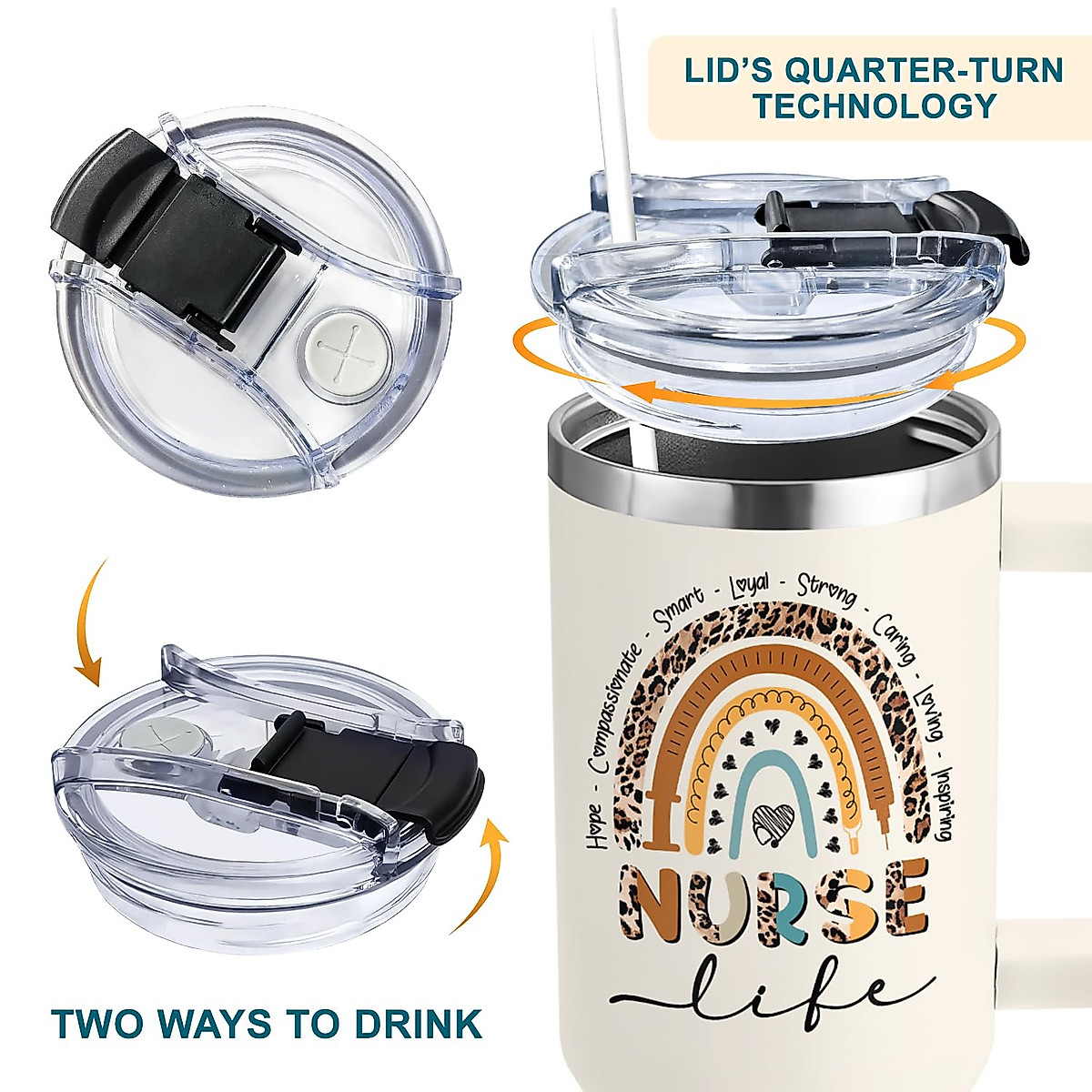 TAMUNBEE Nurse Gifts For Women - Nurse Week, Appreciation, Birthday, Christmas, Mothers Day Gifts for Nurses - Tumbler 40oz With Handle & Straw