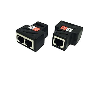 (A-Pair) RJ45 Splitter Adapter,SinLoon Ethernet Cable Splitter, RJ45 Network Extension Connector Ethernet Cable Sharing Kit for Router TV Box Camera PC Lapop (Black)