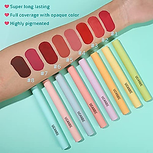 UCANBE 8PCS Dream & Macaron Matte Liquid Lipstick Makeup Set, 24 Hour Long Lasting Lip Gloss Kit, Waterproof Durable Red Lip Stick Lip Stain Make up Gift Kit for Women and Girls