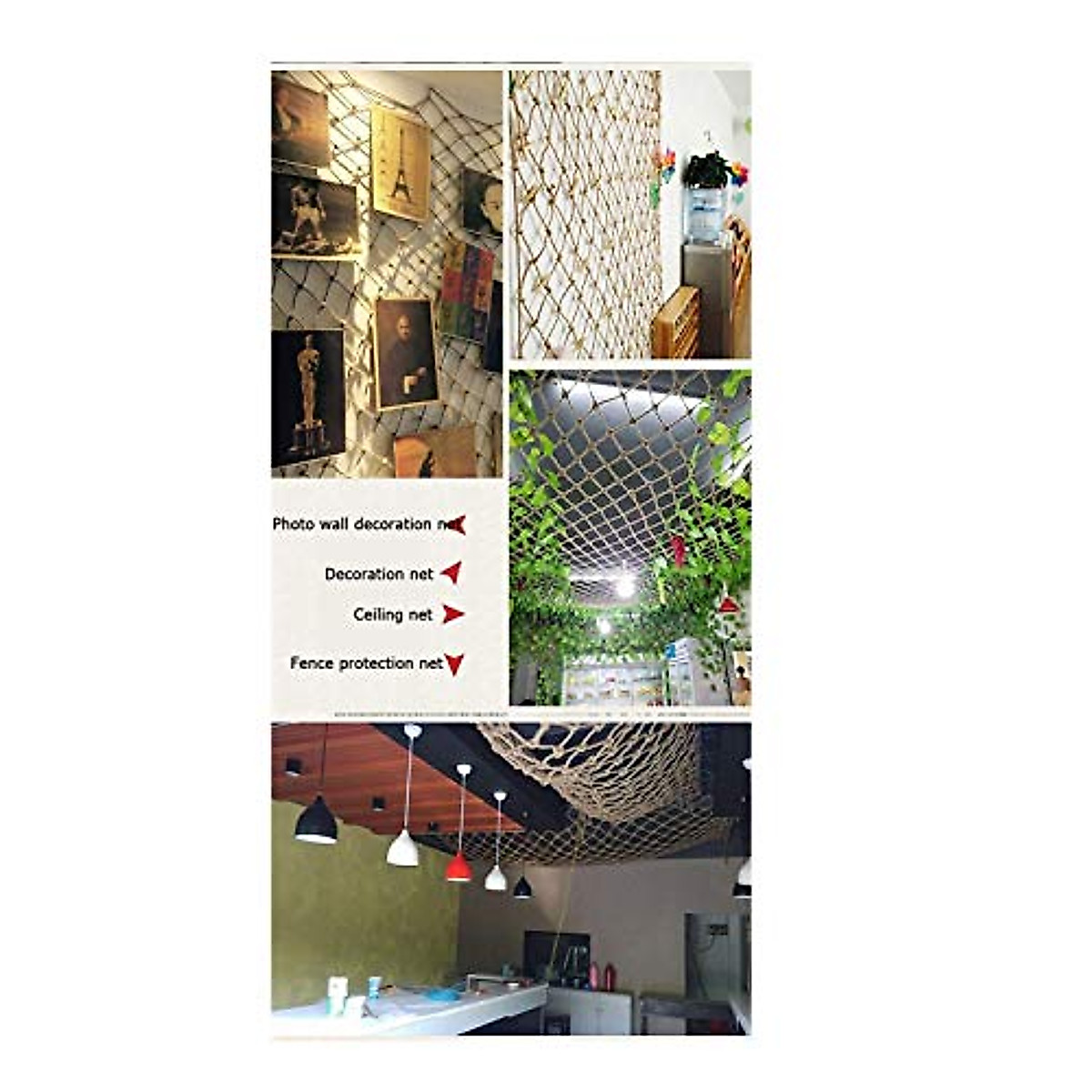 MAGFYLY Banister Guard net Hemp Rope Net, Children's Stairs Anti-Fall Safety Net, Restaurant Bar Partition Net, Photo Wall Decoration Net, Balcony Obstacle Scenic Fence Protection Net 1x9m