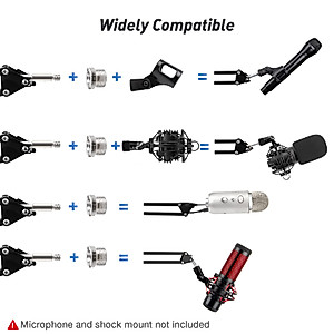 SUNMON Microphone Wall Mount and Metal Table Mounting Clamp, Universal Microphone Boom Arm Stand Compatible with HyperX QuadCast, Blue Yeti, Blue Snowball, Shure SM58 Microphone