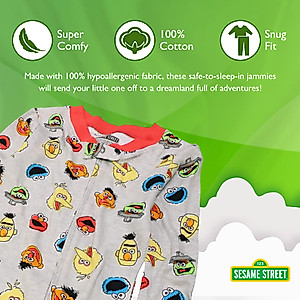 Sesame Street Girls' Footless Snug-fit Cotton Onesie Pajama, Soft & Cute for Kids, Grey, Orange, Blue, Green, Yellow, 2T