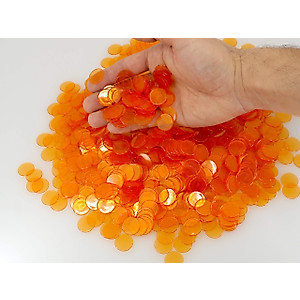 Regal Bingo Plastic Bingo Chips 500 Pcs - Clear Transparent Counters Game Chips Set for Board Game - Fun Bingo Night - 3/4 Inch Orange Color