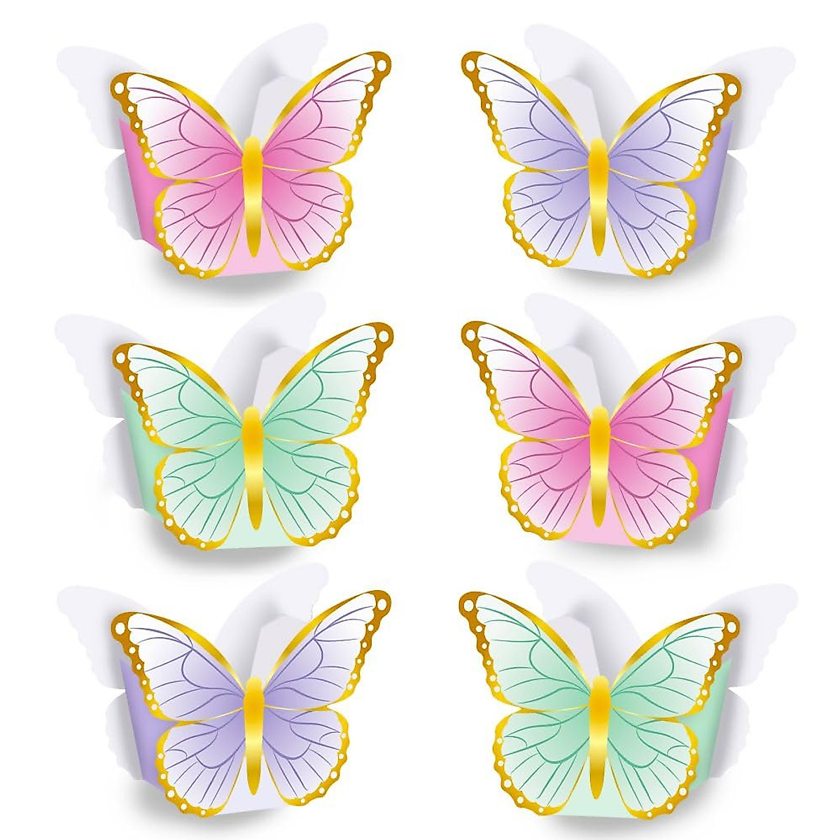 12 Pcs Butterfly Centerpieces Paper Boxes for Baby Shower Birthday Tea Party Favors Tables Decor Pink Purple Green Table Decorations for Flower Themed Party Supplies Bridal Wedding