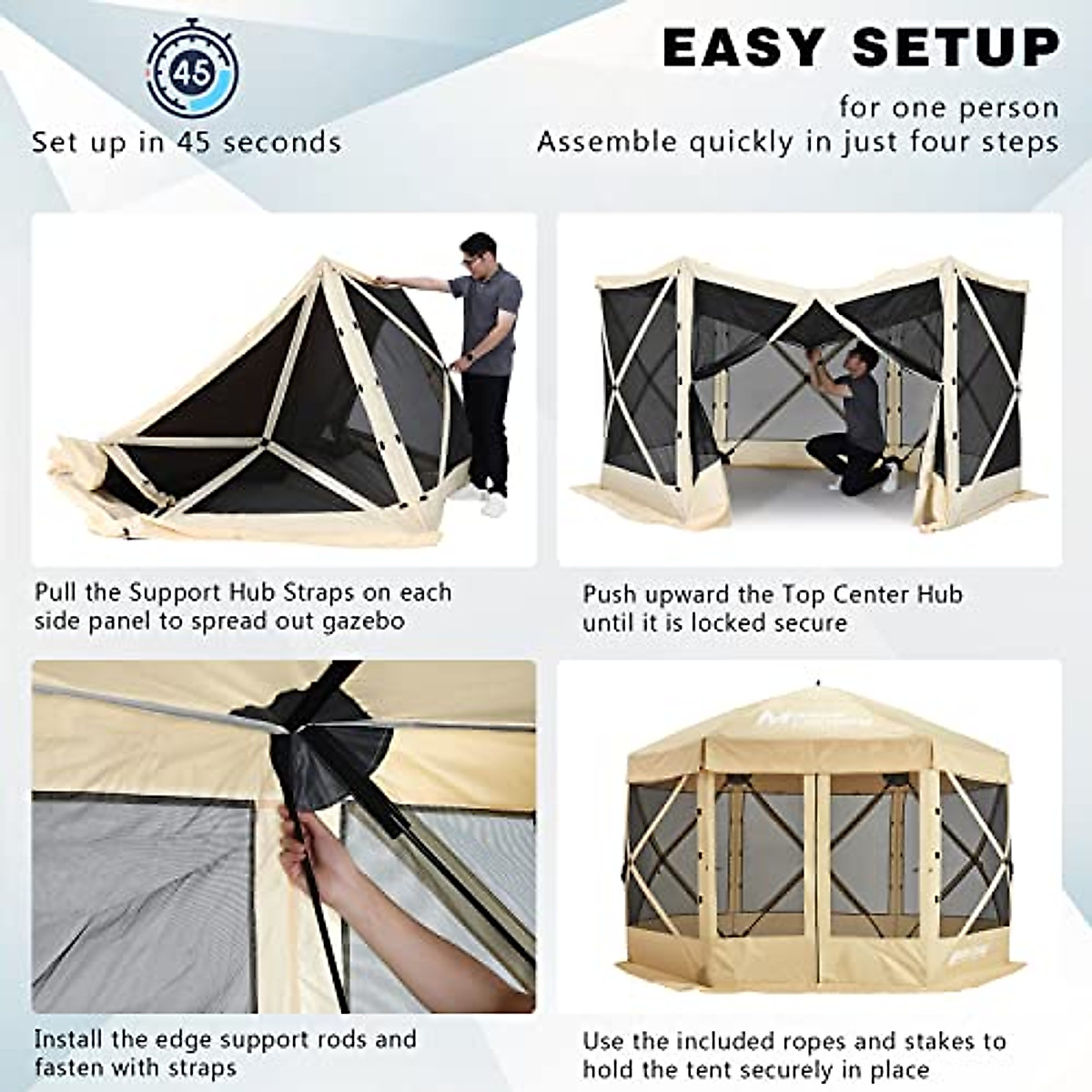 MASTERCANOPY 10x10 Portable Screen House Room Pop up Gazebo Outdoor Camping Tent with Carry Bag(10x10,Beige)