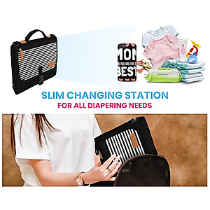 Portable Changing Pad with Shoulder Strap - Detachable Travel Changing Pad - Baby Shower Gifts - Fully Padded & Lightweight - Baby Boy Gifts - Diaper Changing Pad - Changing Mat 27"x22" - Black