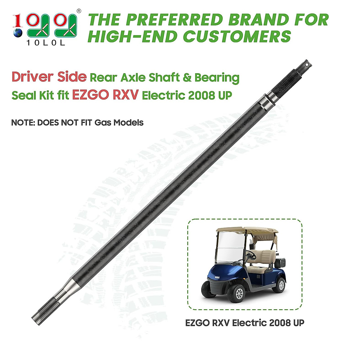 10L0L Golf Cart Driver Side Rear Spline Axle Shaft Fits EZGO RXV Electric 2008 UP, 24.5" Long,Replaces OEM 620337, 614208