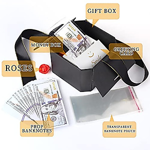 Money Pull Out Gift Box Luxury Flower Box wt Cash Box Insert Unique Gift for Wife Girlfriend Mother Friend Surprise Box for Birthday Thanksgiving Christmas Pranks for Adults