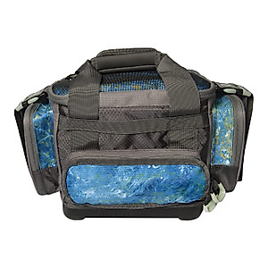 Calcutta Squall Tackle Bag | Mossy Oak Coastal Shoreline Pattern | 4 3700 Utility Boxes Trays | Removable Shoulder Strap | Compression Molded Bottom | Durable Construction