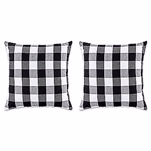 DII 100% Cotton Buffalo Check Pillow Cover Set, Black, 20x20, 2 Piece