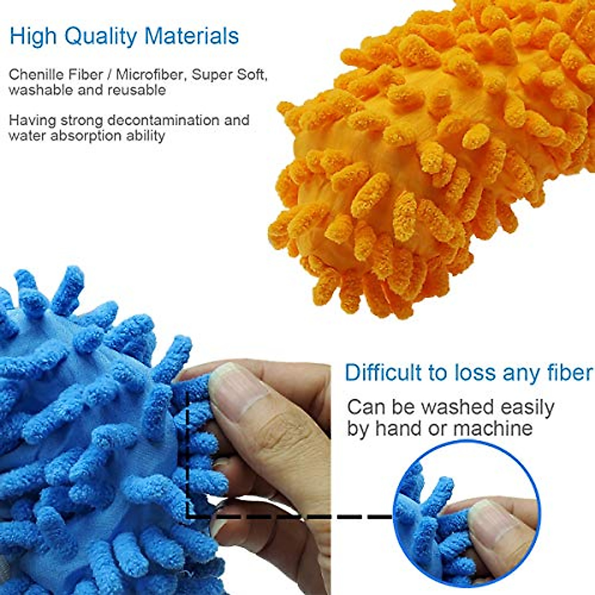 M-jump 8 PCS 4 Pairs Duster Mop Slippers Cover, Multi Function Chenille Fibre Washable Dust Mop Floor Cleaning Shoes for Bathroom, Office, Kitchen, House Polishing