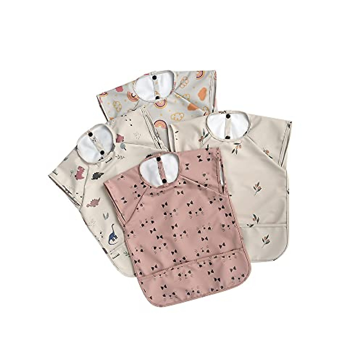 GZMM Waterproof Baby Bibs,Infant Toddler Extra Cover Feeding Bib With Food Catcher,Easy Clean & Washable