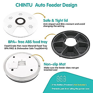 Chintu Automatic Cat Feeder, Auto Cat Food Dispenser - 6 Meals Pet Wet Food Dispenser for Small Dog with Programmable Timer Portion Control Timed Cat Feeder with Voice Reminder