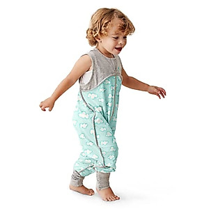 Love to Dream Lite Organic Baby Sleep Suit (12-24 Mo), Super Soft Temp Regulating Sleeping Suit, 0.2TOG Lightweight Wearable Blanket, Turquoise