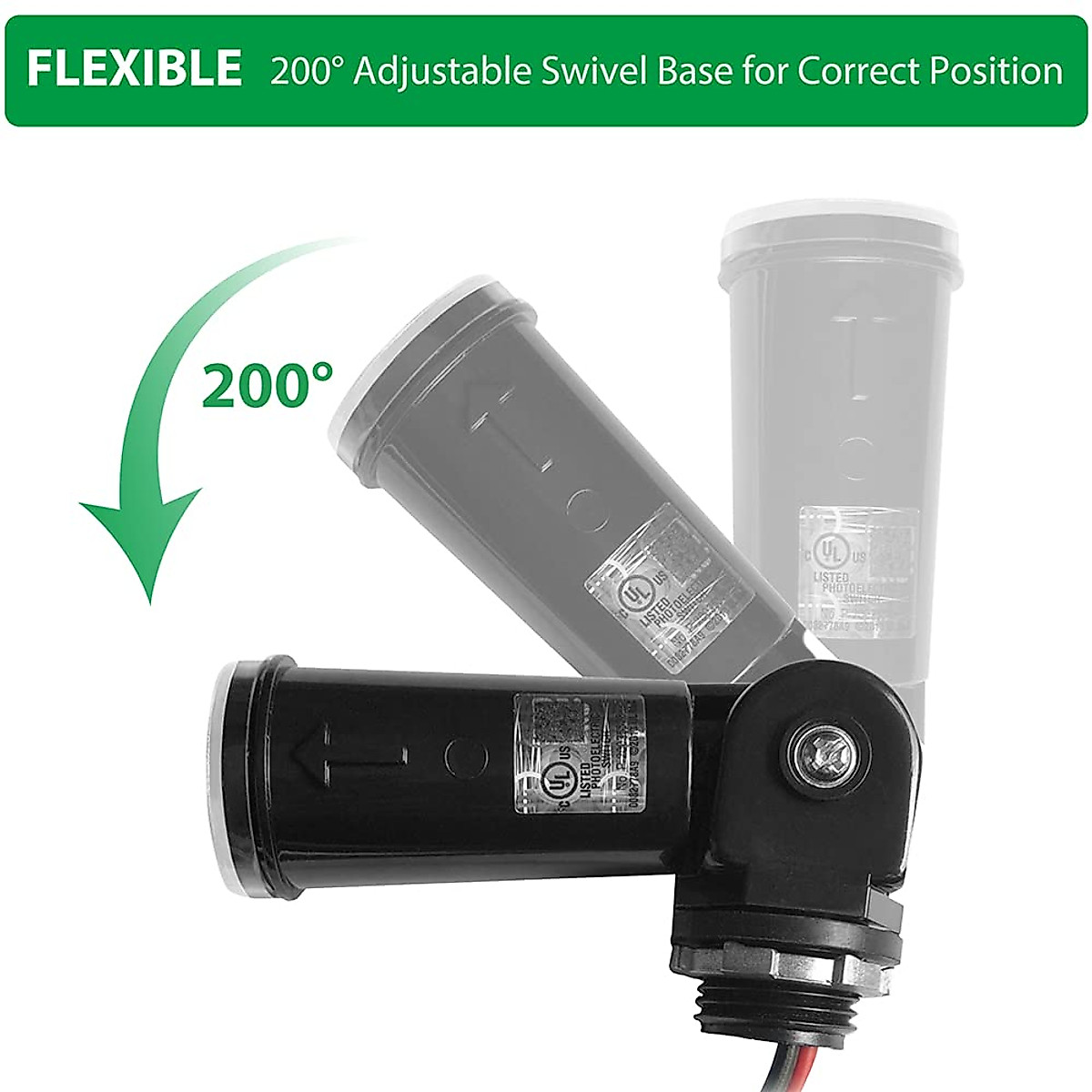 GBAYSA 1 Pack Outdoor Photoelectric Sensor,Dusk to Dawn Swivel Mount Conduit Lighting Control with Photocell,Automatic Adjustable Photo Sensor Switch for Indoor and Outdoor Light