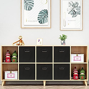 Yunkeeeper storage bins Cubes, Fabric Cube Organizer with Handle, Foldable Cube Bins for Cloth or Accessary Storage, 11x11x11, Set of 3, (Black)