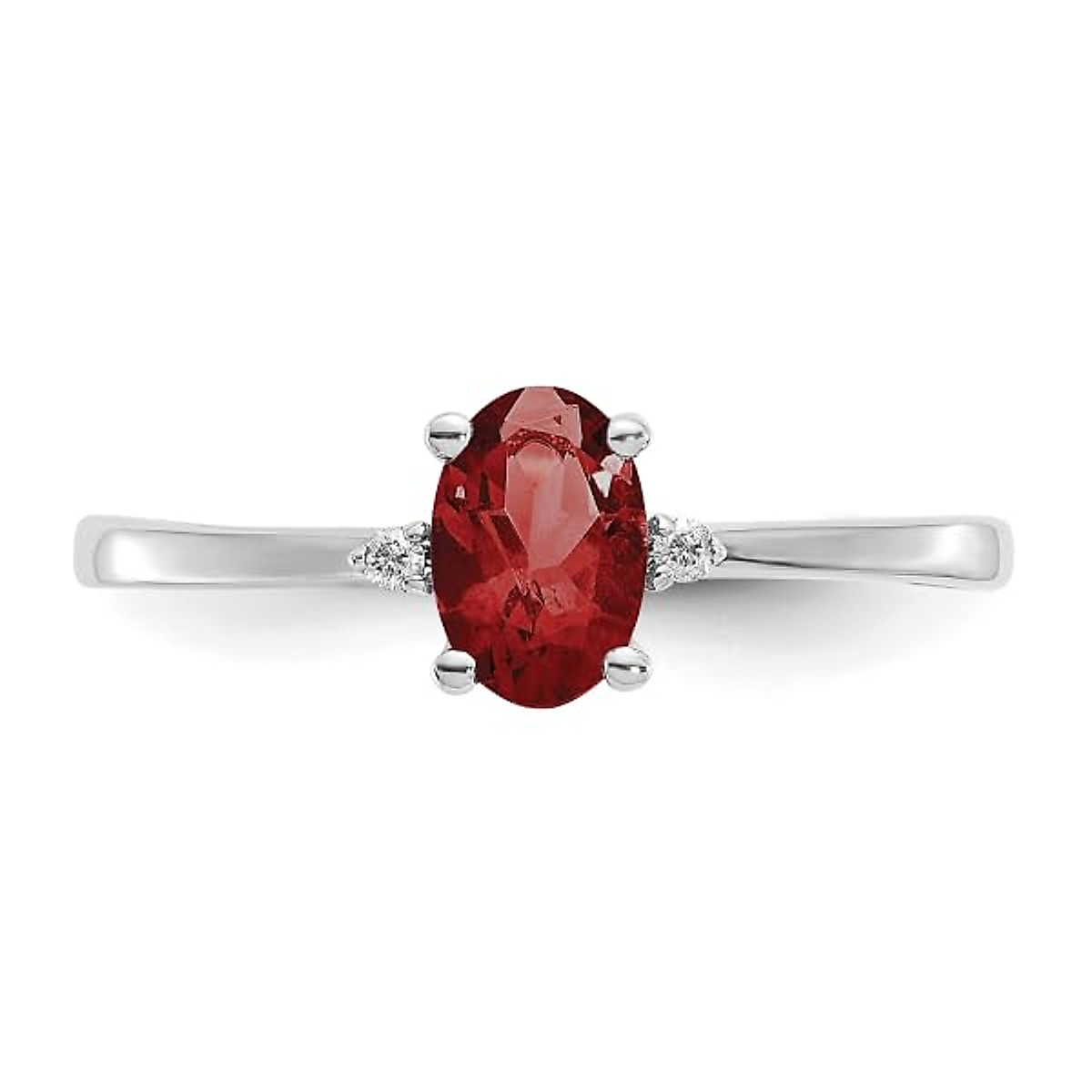 IceCarats 10K White Gold Diamond Red Garnet Ring Gemstone Band April January Birthstone Jewelry Size 6