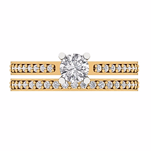 Clara Pucci 1.20ct Round Cut Solitaire Lab Created White Sapphire Engagement Promise Anniversary Bridal Ring Band set 14k Multi Gold 9.75