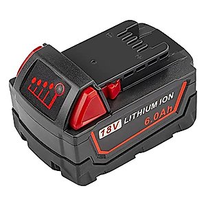ARyee 18V 6.0Ah M18 M18B Xc Battery Replacement for Milwaukee Lithium Battery Power Tools 48-11-1820 48-11-1840 48-11-1850 48-11-1828 48-11-1815 Cordless Tool Batteries with LED Indicator