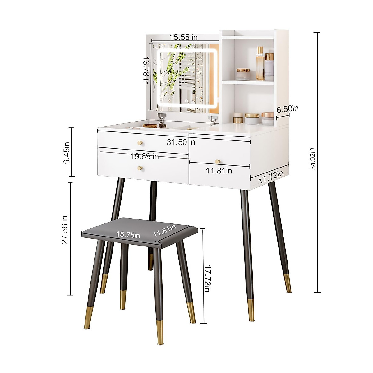 White Vanity Set with