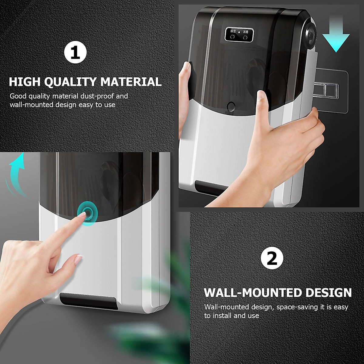 DOITOOL Kitchen Wall Utensil Holder Caddy Electric Kitchen Tool Draining Box Chopsticks Storage Spoon Fork Cutlery Container Organizer