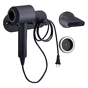 14pcs Hair Dryer Holder Set, Blow Dryer Holder, Expansion Screw Hair Dryer Holder Set with Adhesive Easy Install Universal (Black)