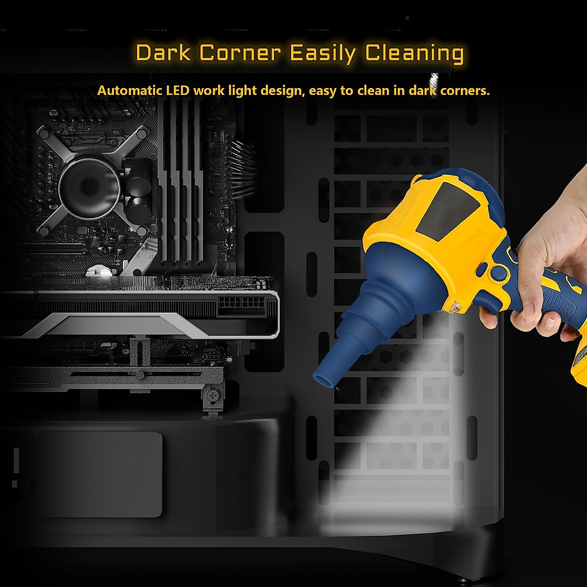 Cordless Air Pump Air Duster Compatible with Dewalt 20V Battery(Tool Only), Handheld Brushless Compressed Air Mattress Pump Air Blower w/ 3 Speeds & 7 Nozzles & 336MPH for Home Cleaning, Outdoor