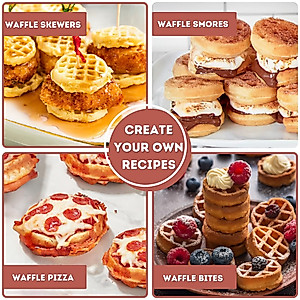 16 PCS Mini Waffle Maker Machine, Nonstick Waffles Iron Quick Heat-Up Surface, Simple & Easy Tiny Chaffle Baker for Home & Restaurants, Small Bites for Kids, Perfect for Breakfast, Desserts & Snacks