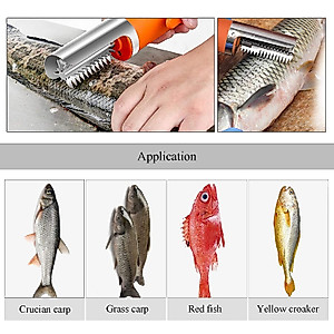 Powerful Electric Fish Scraper Cordless Fish Scaler Cleaner Automatic Fish Scale Remover with a Manual Scaler (2 Batteries)