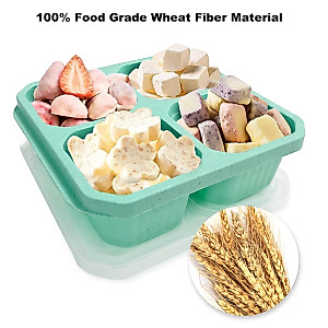 Waritili 4 Pack Snack Containers - Stackable Bento Boxes with 4 Compartments, Reusable Divided Food Containers for Party, Work, Travel, BPA FREE