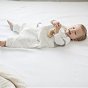 Tealbee DREAMSUIT: Toddler Sleep Sack with Feet 2T 3T - 1.2 TOG Four Season Baby Wearable Blanket for Walkers - Bamboo, Organic Cotton Sleeping Bag - Love Milk