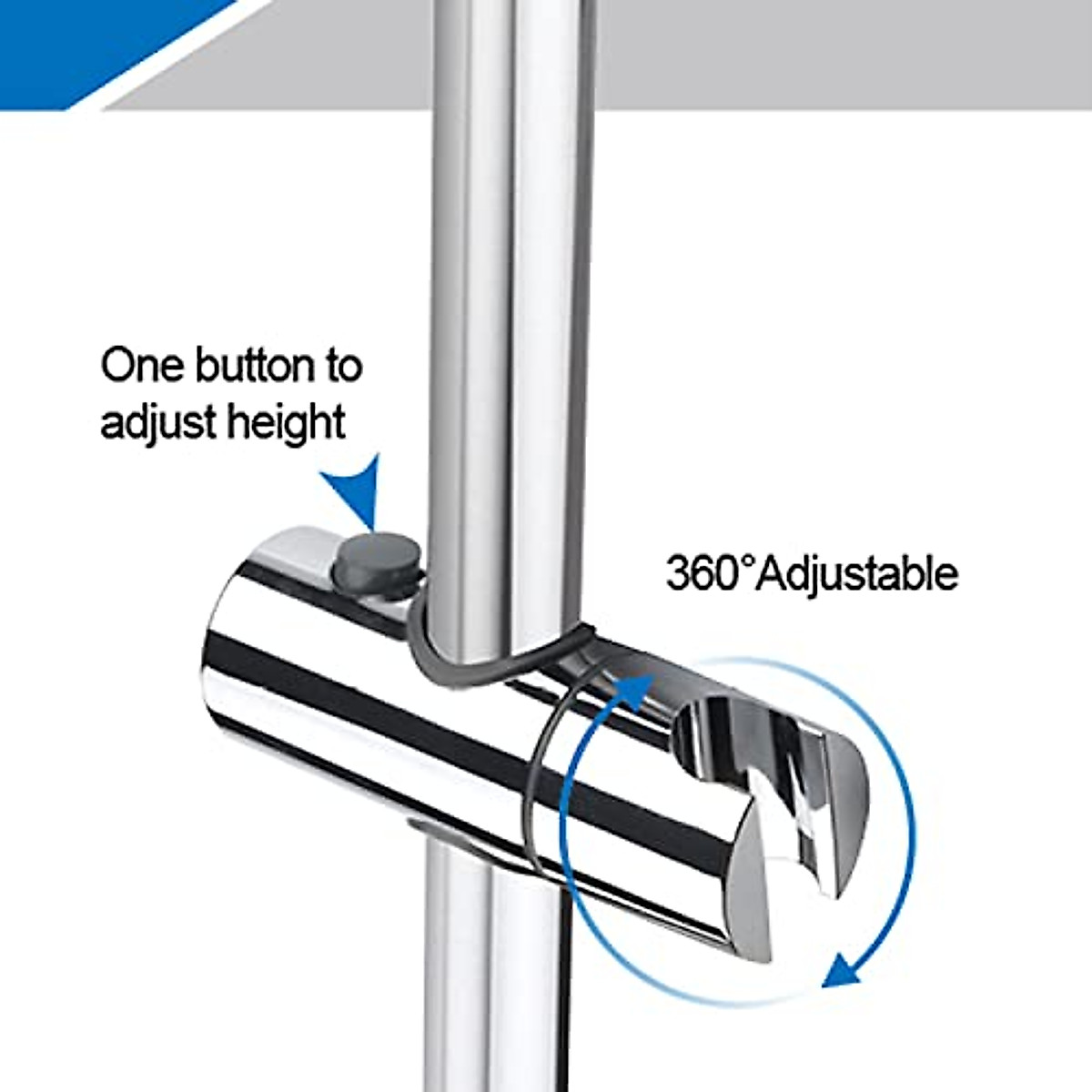 BANGPU Chrome Shower Slide Bar, Bathroom Shower Slide Bar with Adjustable Handheld Shower Holder, Stainless Steel Slide Slide Bar Wall Mount